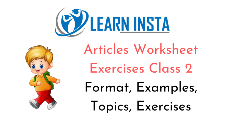 Articles Worksheet Exercises for Class 2 Examples with Answers CBSE ...