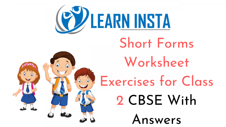 Short Forms Worksheet Exercises for Class 2 Examples with Answers CBSE ...