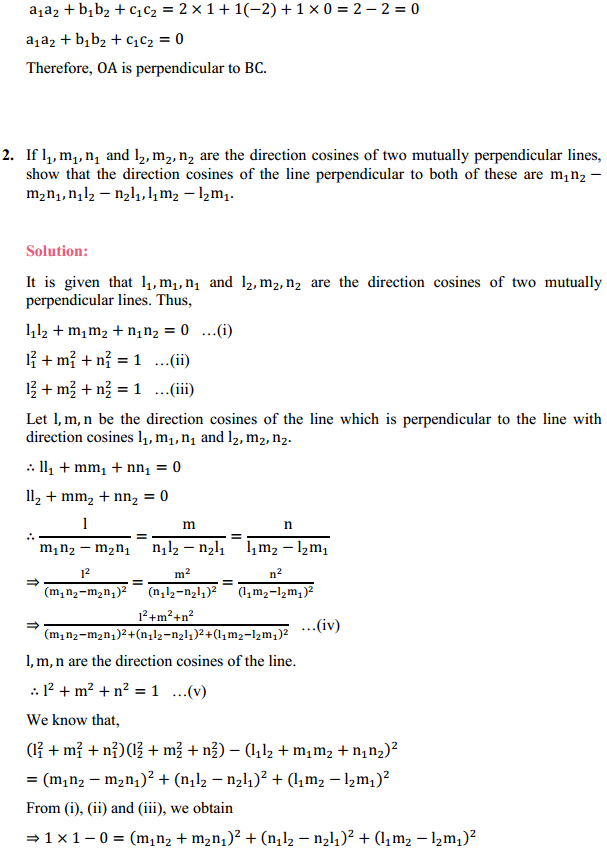 NCERT Solutions For Class 12 Maths Chapter 11 Three Dimensional