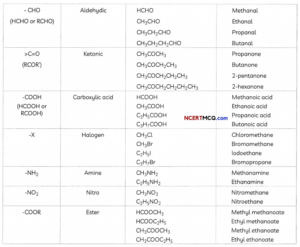 Functional Groups Definitions, Equations and Examples – NCERT MCQ