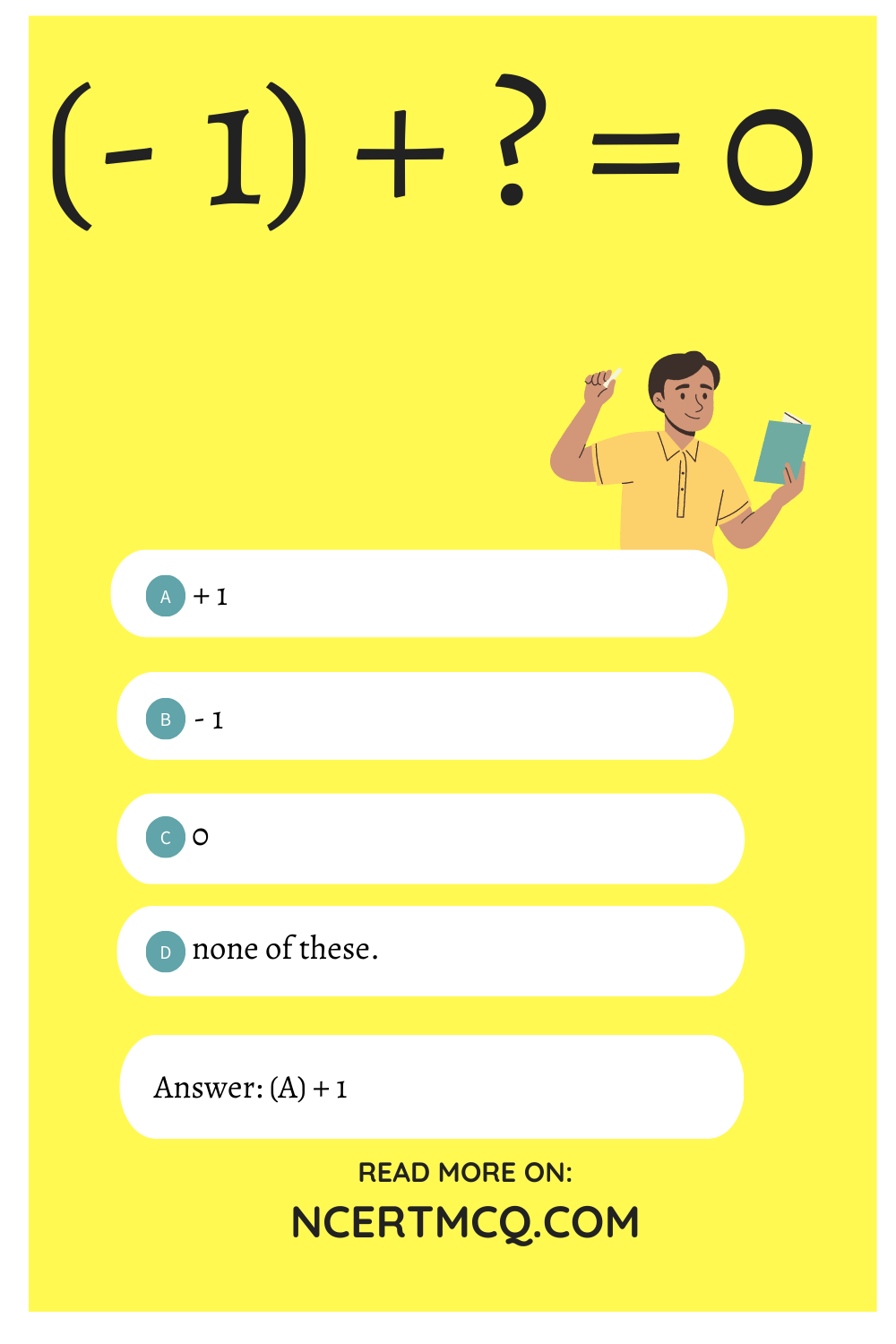 MCQ Questions For Class 6 Maths Chapter 6 Integers With Answers NCERT MCQ
